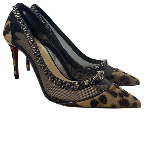 Christian Louboutin | Shoes | Galativi 85mm Leopard Print Pony Spiked ...